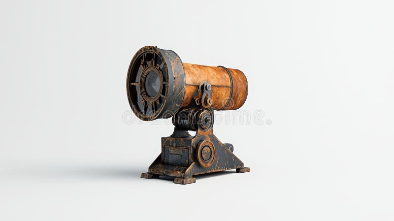 Vintage Optical Device with a Rustic Finish on a White Isolate ...