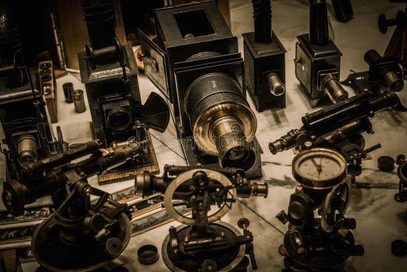 Vintage optical devices stock image. Image of large, photographic ...