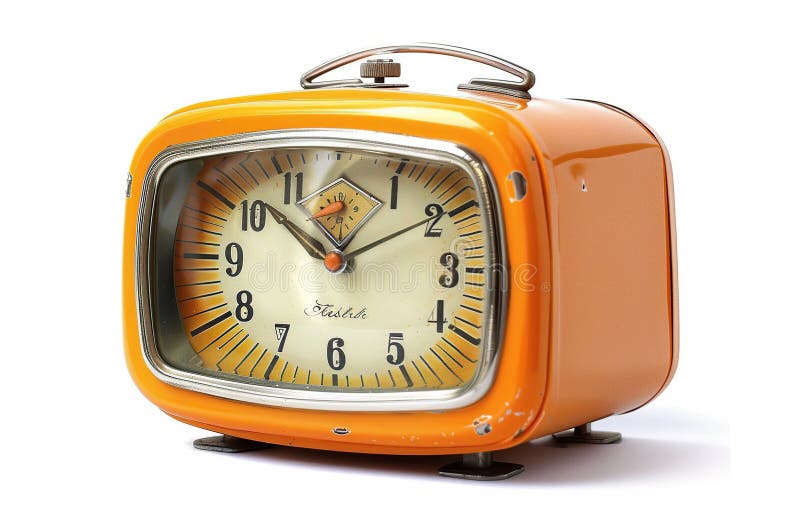 Vintage Orange Alarm Clock stock illustration. Illustration of vintage ...