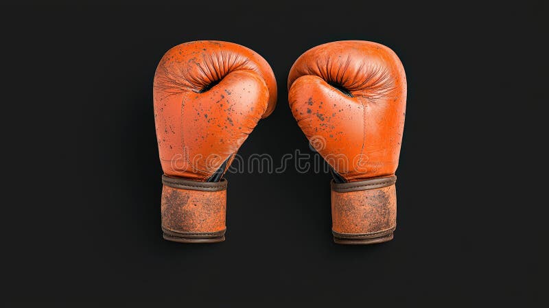 Vintage Orange Boxing Gloves on a Black Background Stock Illustration ...