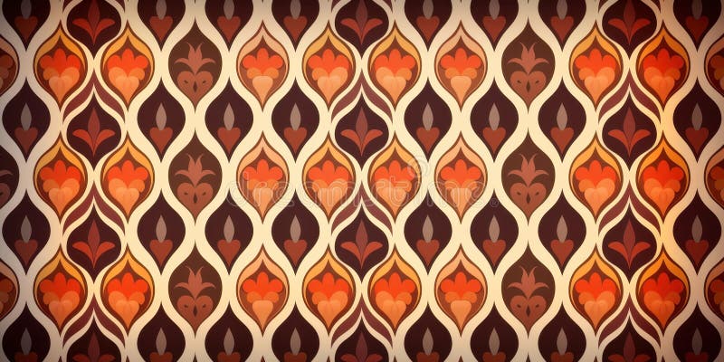 Vintage Orange and Brown Teardrop Pattern Wallpaper Stock Illustration ...