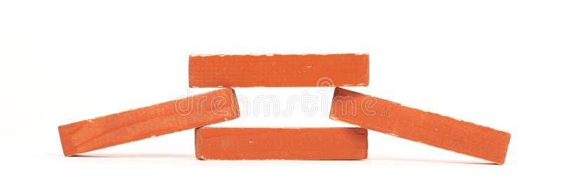 Vintage Orange Building Blocks Isolated on White Stock Photo - Image of ...