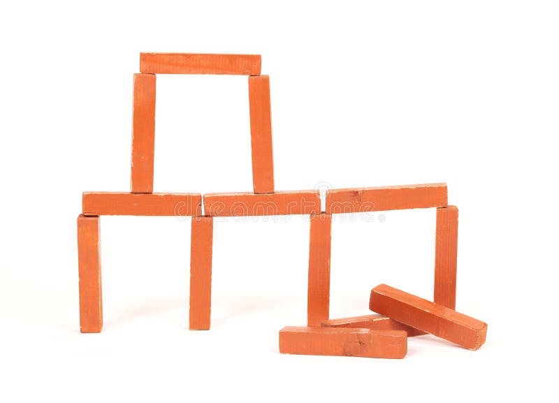 Vintage Orange Building Blocks Isolated on White Stock Image - Image of ...