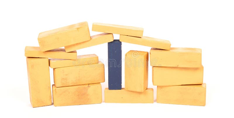 Vintage Orange Building Blocks Isolated on White, One Blue One Stock ... Vintage Orange Building Blocks Isolated on White, One Blue One Stock ...