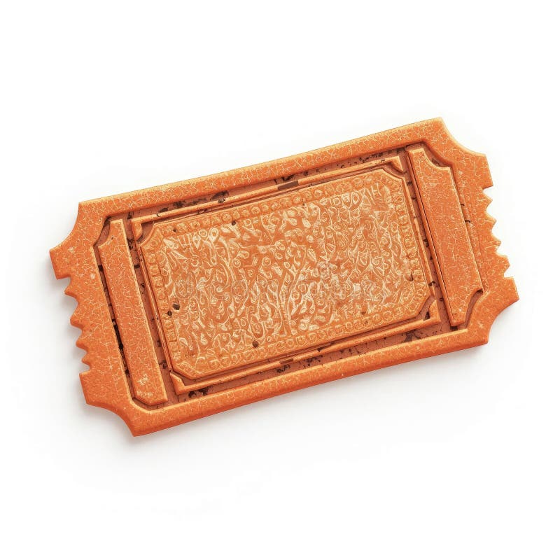 Vintage Orange Ticket with Intricate Design on White Background ...