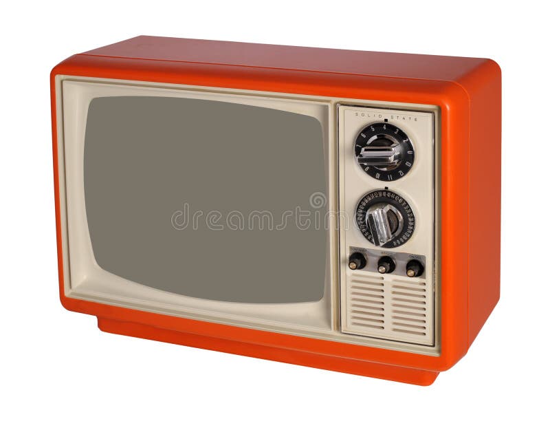 Vintage orange TV set stock photo. Image of retro, vintage - 6114406