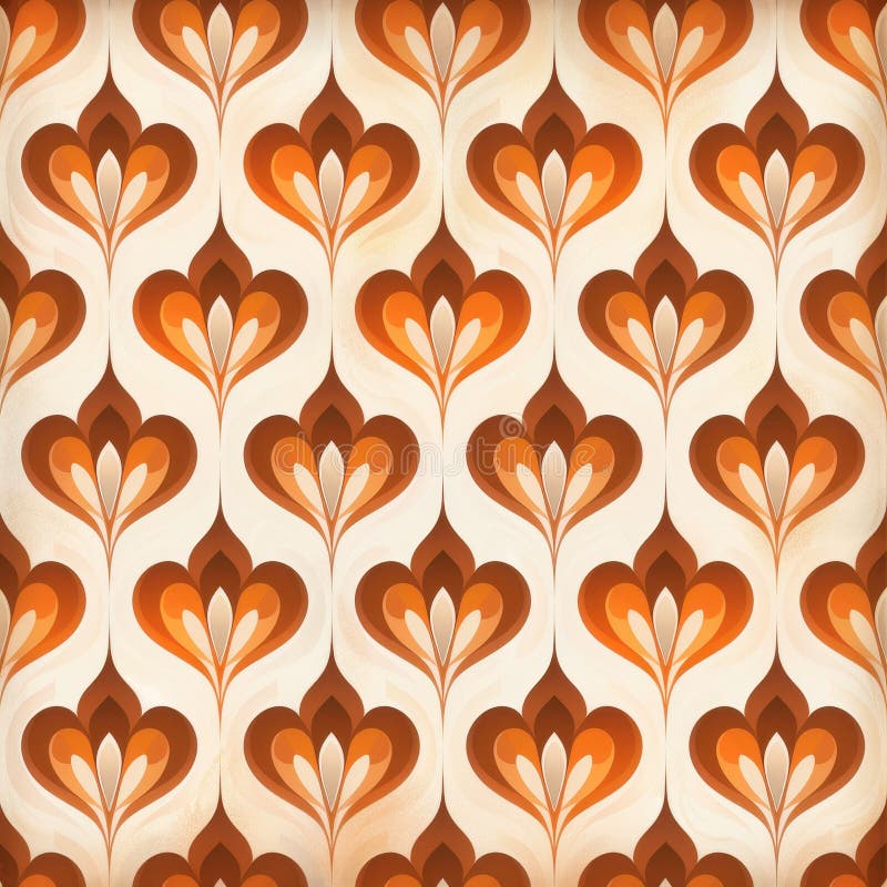 Vintage Orange and White S-Pattern Wallpaper Stock Illustration ...