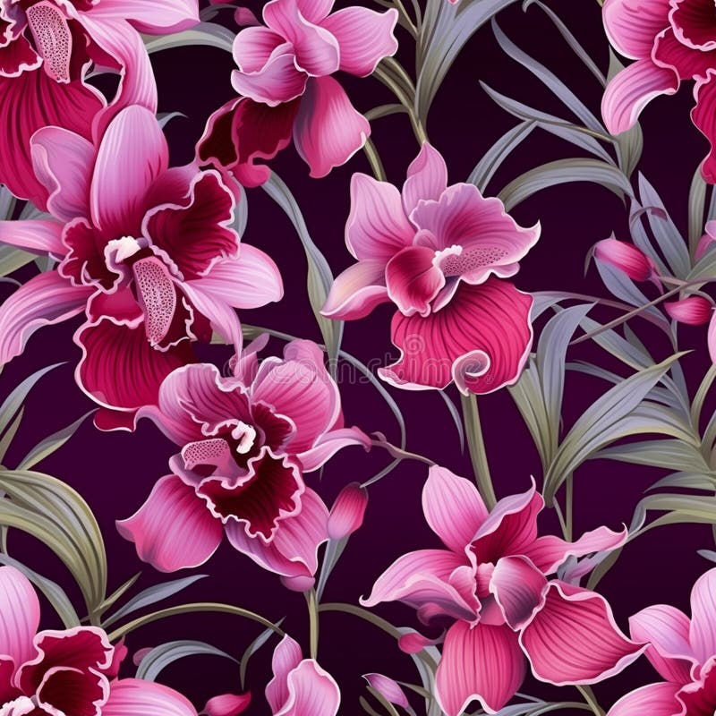 Vintage Orchid Pattern for a Retro Vibe Stock Illustration ...