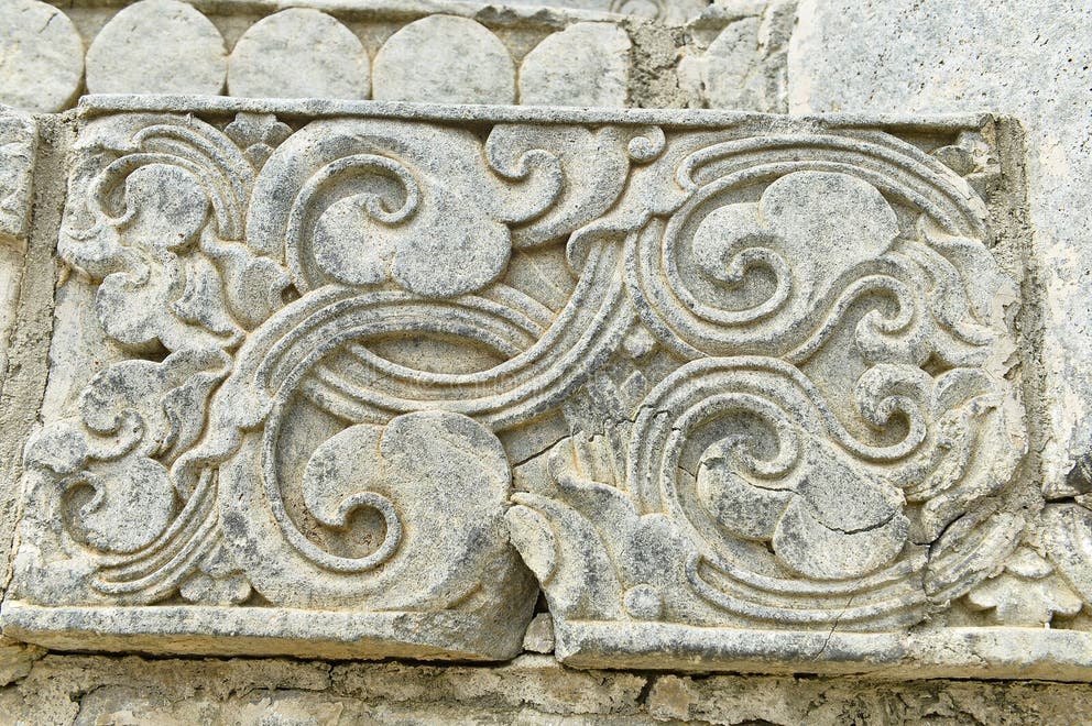 Vintage Ornament on the Stone. Close-up Seamless Texture. Stone Texture ...