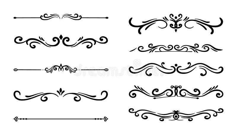 Vintage Ornamental Borders Elements Icon Vector Set Stock Illustration ...