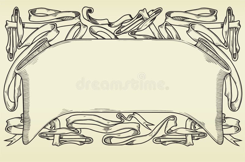 Vintage Ornamental Header with Ribbons Stock Vector - Illustration of ...