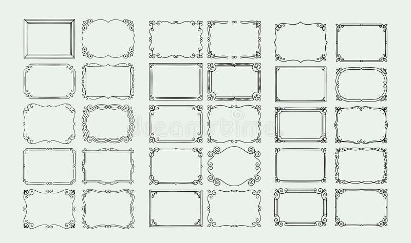 Vintage Ornate Decorative Frame Borders Hand-Drawn Vector Collection ...