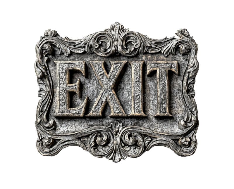 A Vintage, Ornate Exit Sign Features the Word "EXIT" in Bold, Raised ...