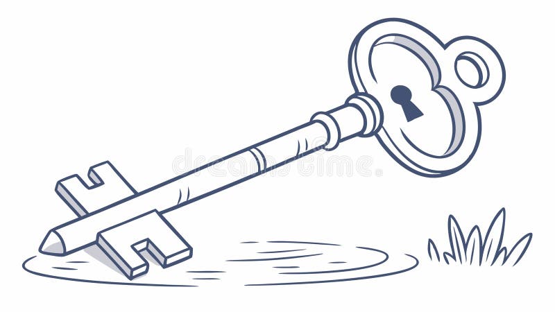 Vintage Ornate Key Illustration Lying on the Ground, Unlock Secrets ...