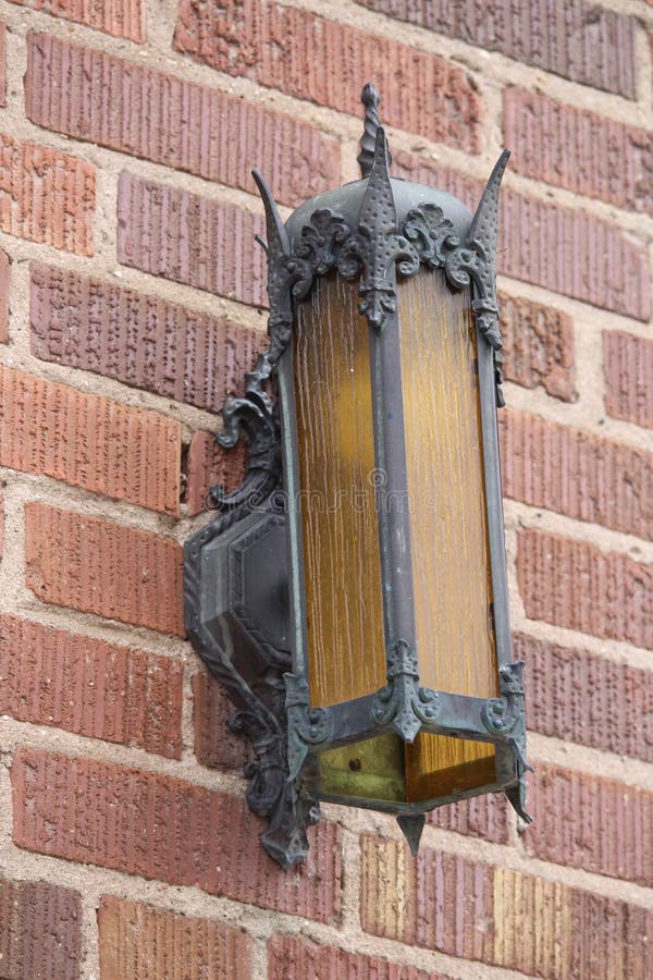 Vintage Ornate Outside Wall Light Stock Image - Image of older, light ...