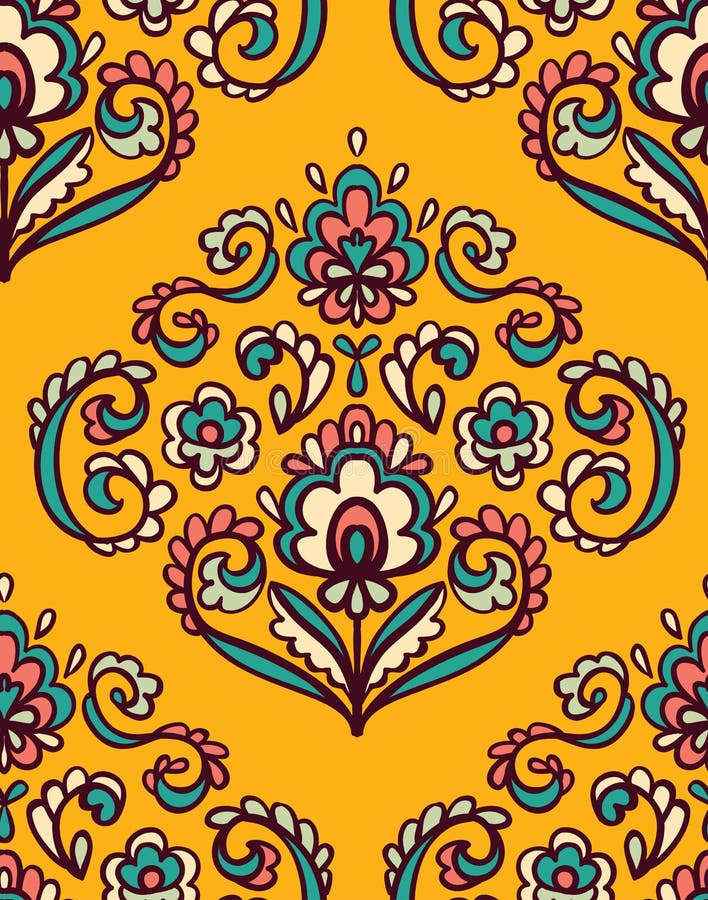 Vintage Ornate Seamless Pattern with Eastern Floral Elements ...