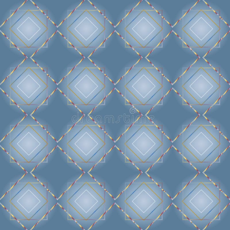 Vintage Ornate Seamless Retro Art Deco Blue and Light Blue Pattern ...