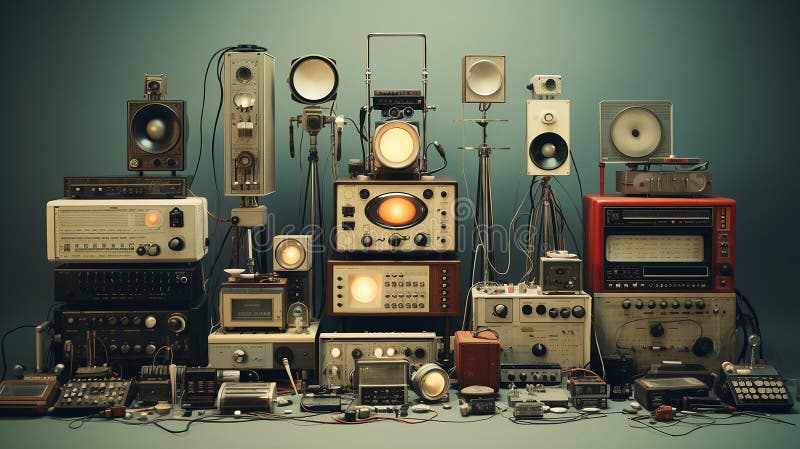 Vintage, Outdated Electronics in Pieces in Large Amounts. Stock ...