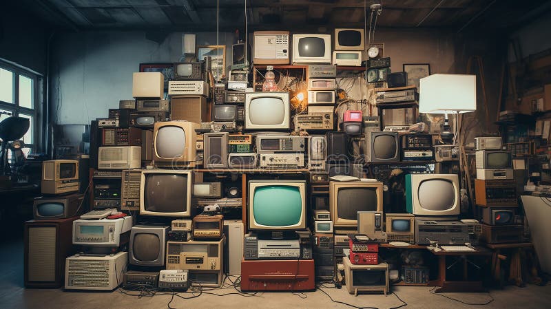 Vintage, Outdated Electronics in Pieces in Large Amounts. Stock ...