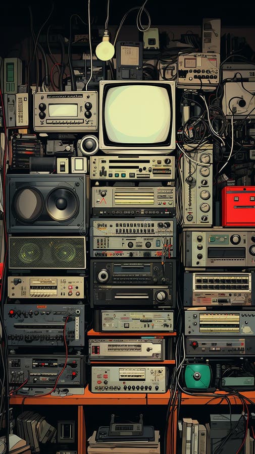 Vintage, Outdated Electronics in Pieces in Large Amounts. Stock ...