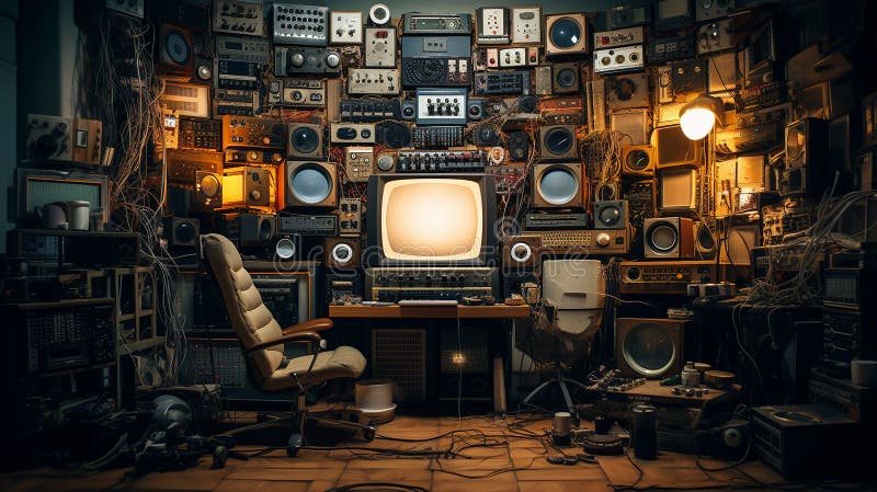 Vintage, Outdated Electronics in Pieces in Large Amounts. Stock ...