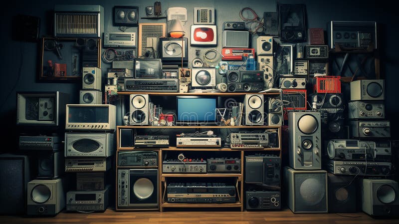 Vintage, Outdated Electronics in Pieces in Large Amounts. Stock ...