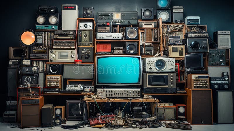Vintage, Outdated Electronics in Pieces in Large Amounts. Stock ...