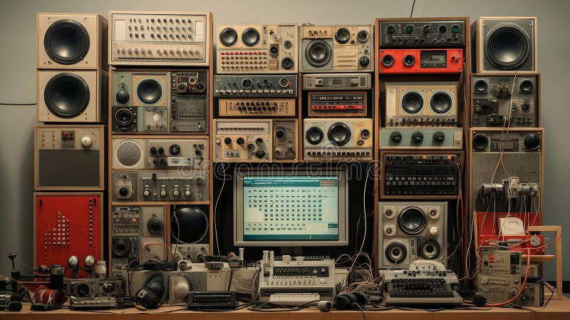 Vintage, Outdated Electronics in Pieces in Large Amounts. Stock ...