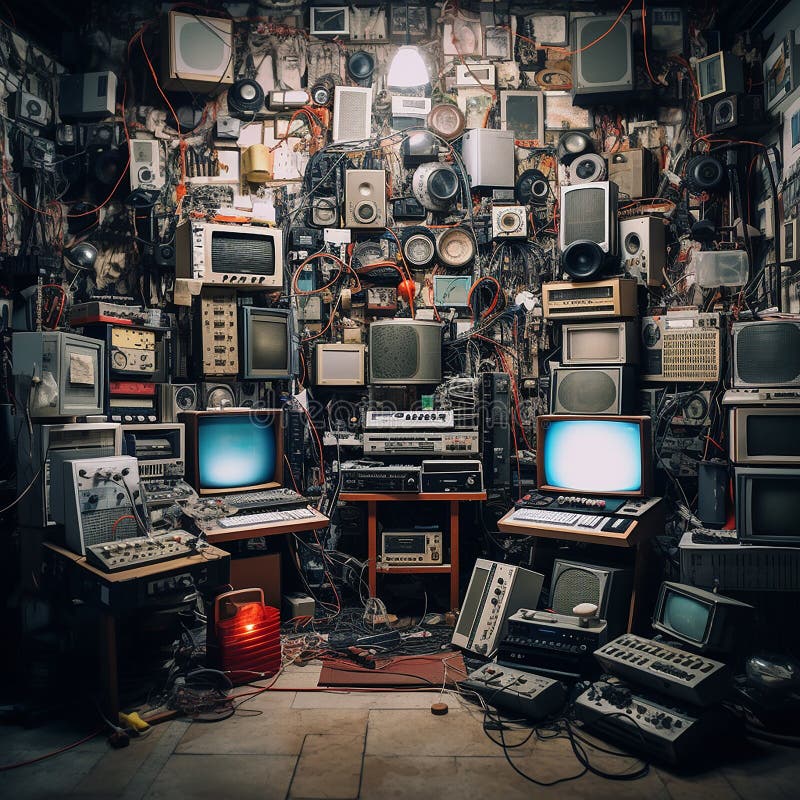 Vintage, Outdated Electronics in Pieces in Large Amounts. Stock ...
