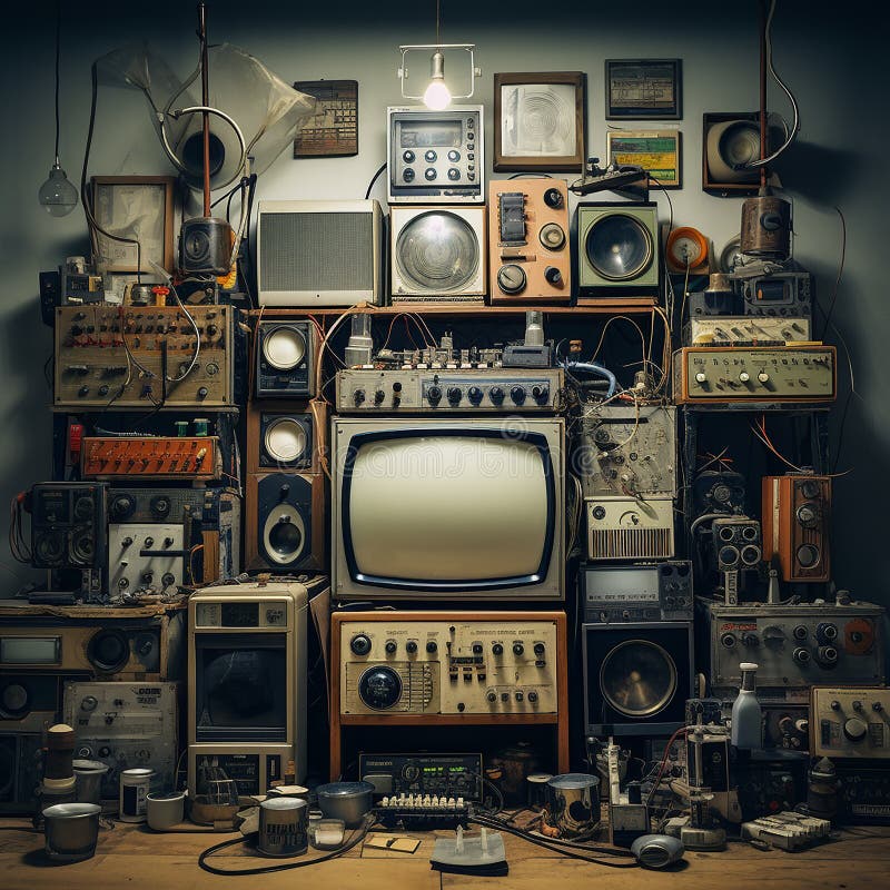 Vintage, Outdated Electronics in Pieces in Large Amounts. Stock ...