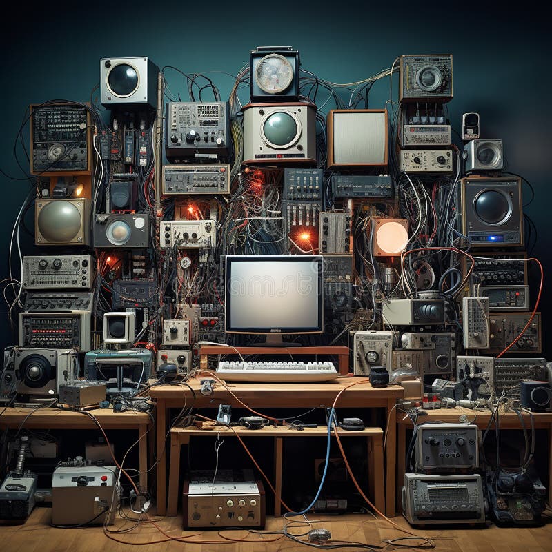 Vintage, Outdated Electronics in Pieces in Large Amounts. Stock ...