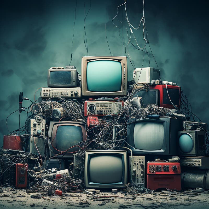 Vintage, Outdated Electronics in Pieces in Large Amounts. Stock ...