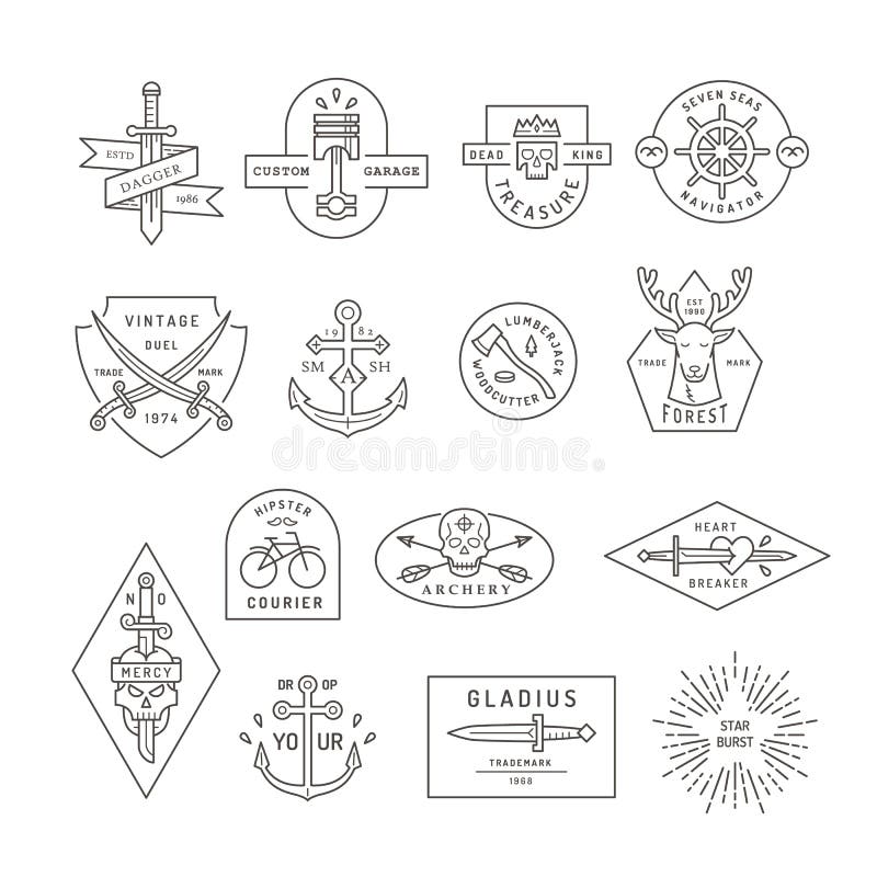 Vintage Outline Emblem and Label Design Stock Vector - Illustration of ...