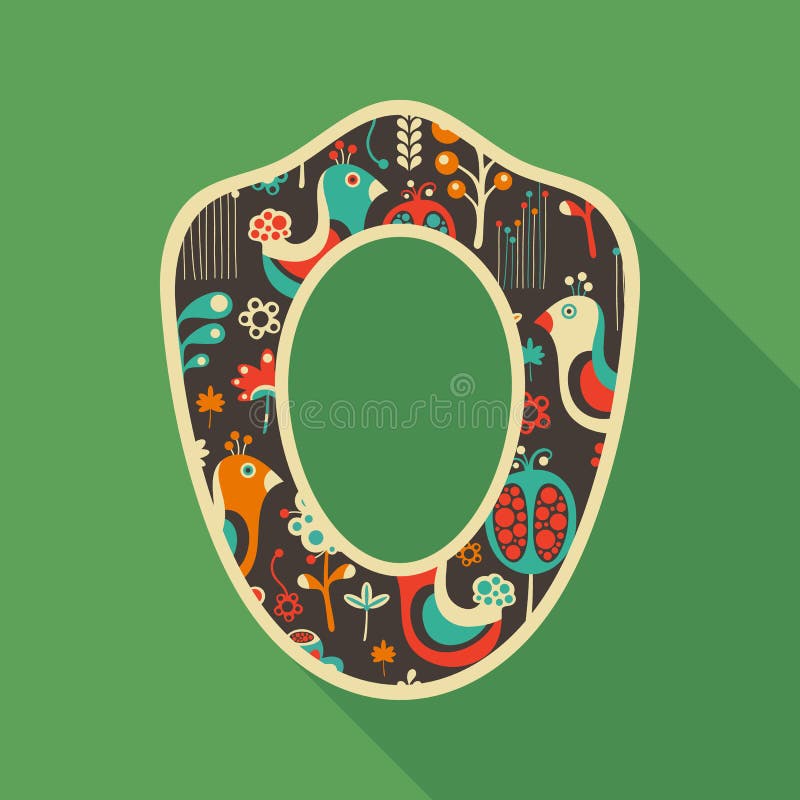 Vintage Oval Photo Frame with Colorful Birds and Flowers. Stock Vector ...