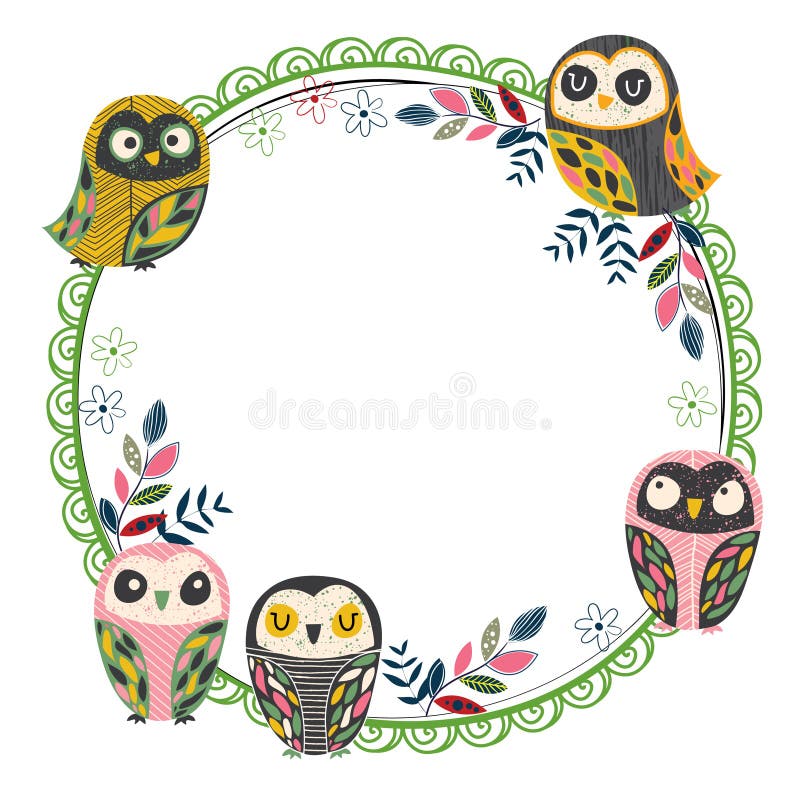Vintage owl frame layout 2 stock vector. Illustration of elements ...