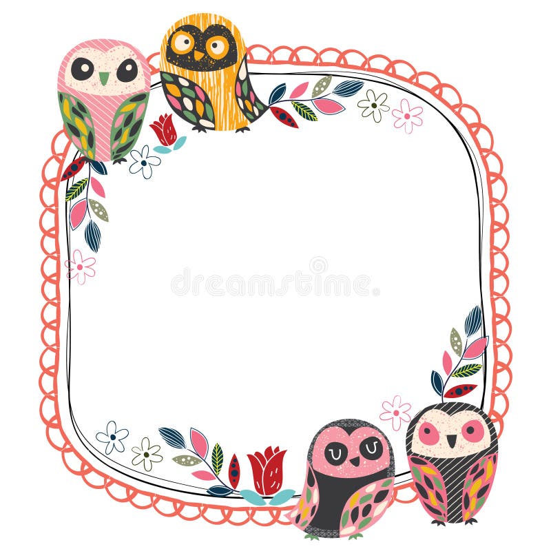 Vintage owl frame layout 1 stock vector. Illustration of designed ...