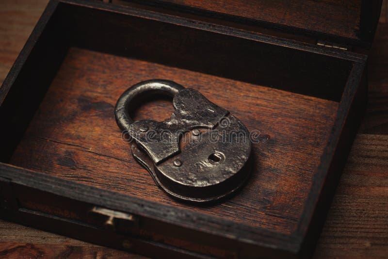 Ancient padlock with key stock photo. Image of decorative - 136856398