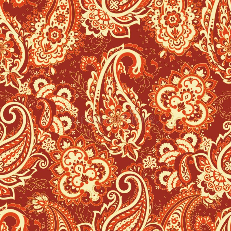 Vintage Pailsey Pattern in Indian Batik Style. Floral Vector Background ...