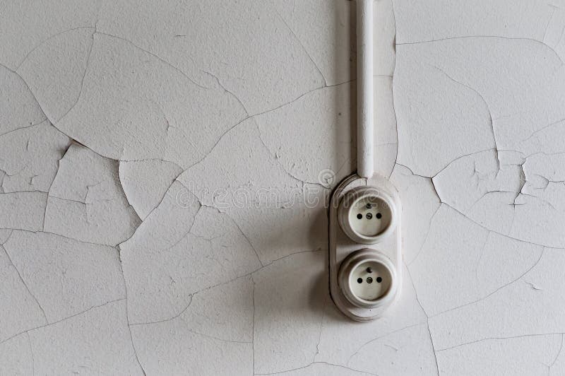 Vintage Pair of Plug Sockets at Wall in Ruin Stock Image - Image of ...
