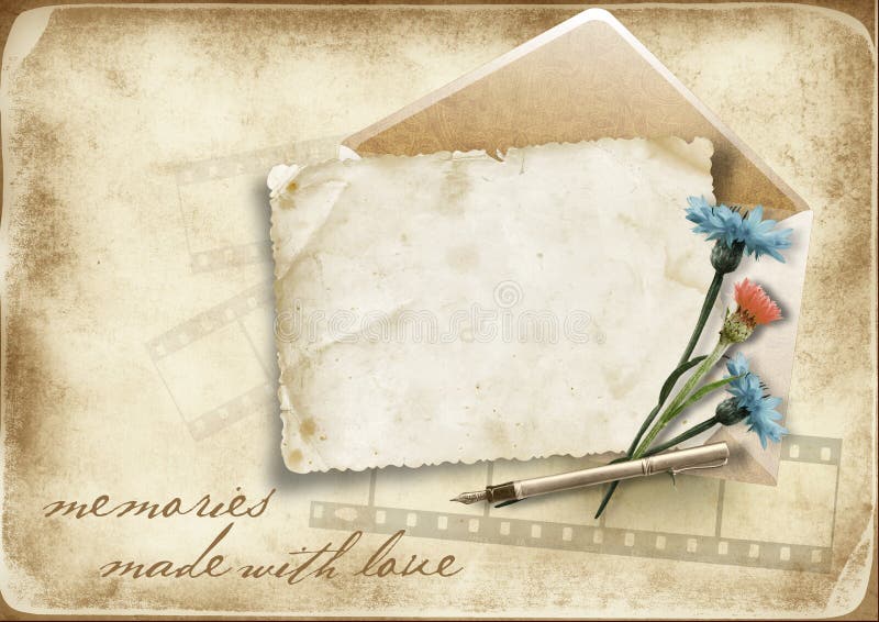 Vintage Paper Background with Old Card and Cornflo Stock Photo - Image ...