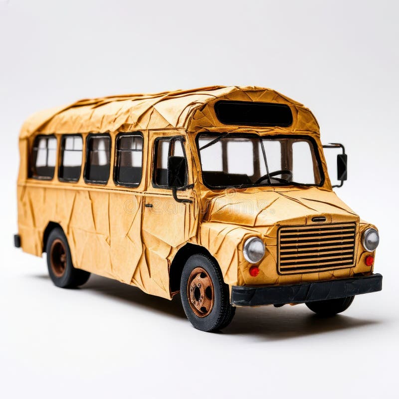 Vintage Paper Bus Model on White Background Stock Photo - Image of ...