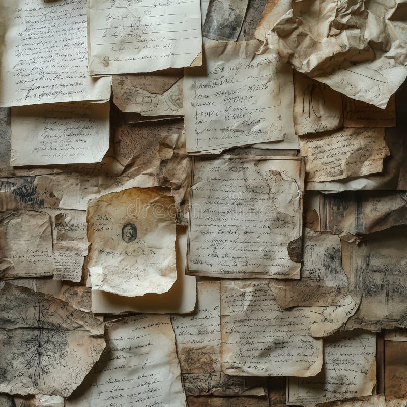 Vintage Paper Collection with Handwritten Notes and Old Textures Stock ...