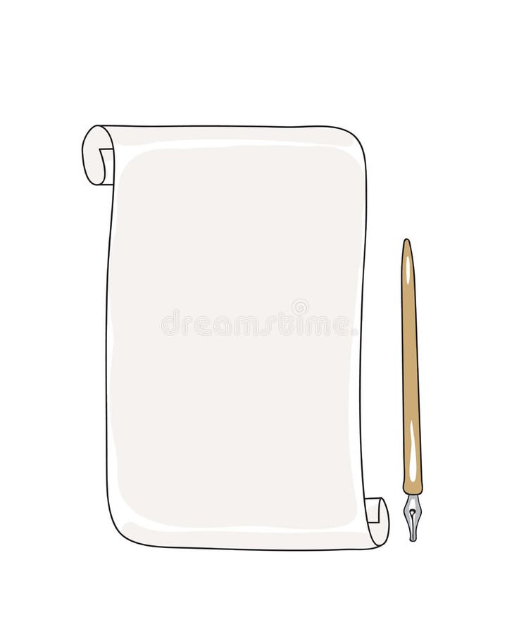 Vintage Paper and Dip Tip Pen Hand Drawn Art Illustration Stock ...