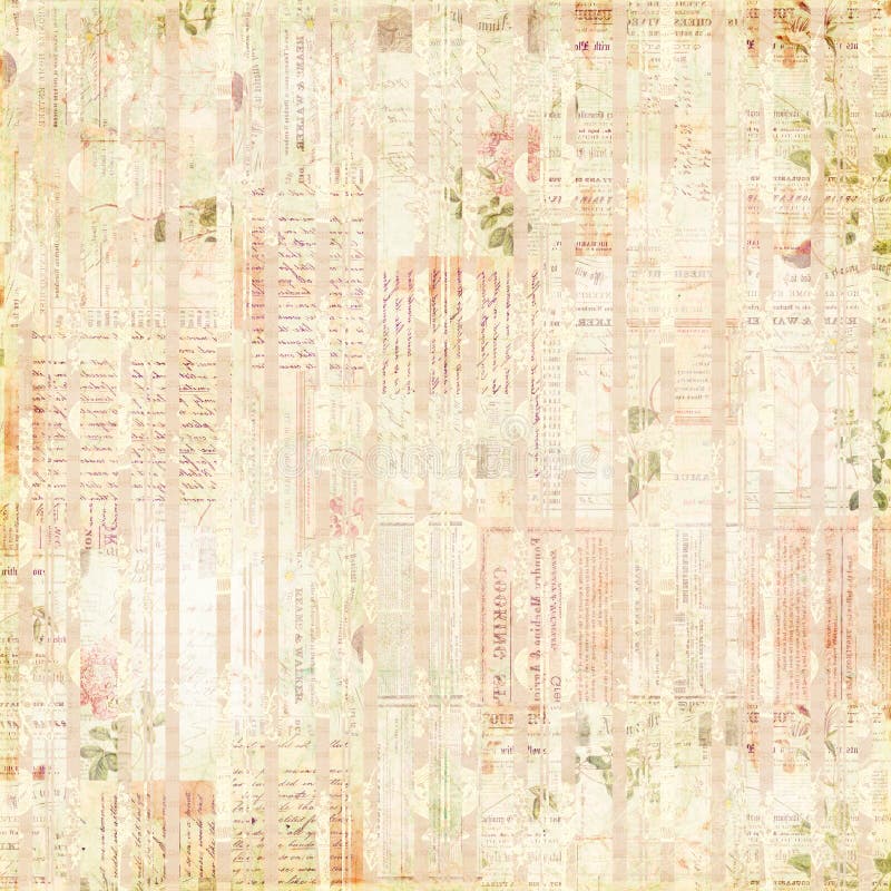 Vintage Paper Ephemera, Text and Flowers Collage Stock Illustration ...