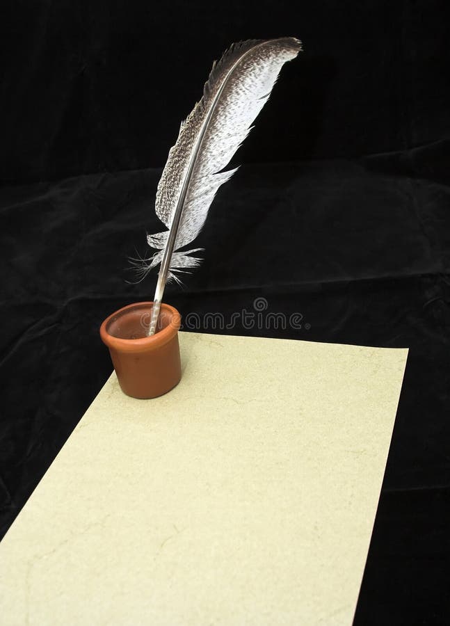 Feather pen and paper stock photo. Image of closeup, fragile - 10249392
