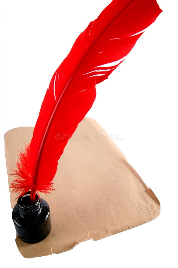 Vintage Paper with Ink Feather and Inkwell Stock Photo - Image of ...