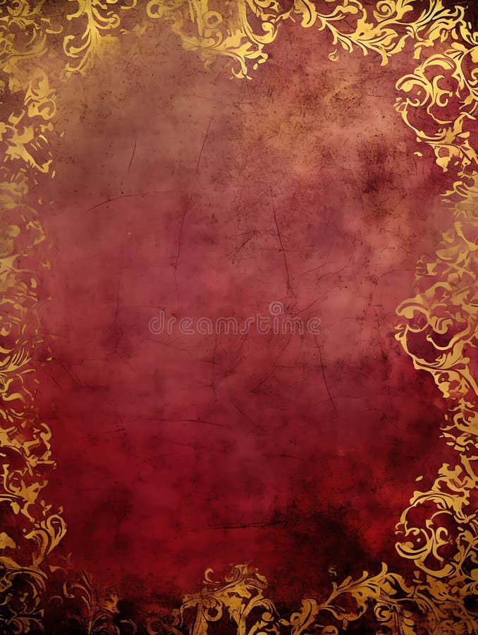 Vintage Paper with Maroon Antique Damask Pattern with Gold Accents ...