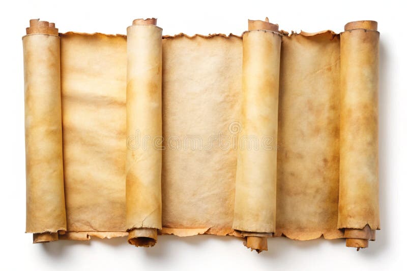 Vintage Paper or Parchment Scrolls Set Isolated on White Stock ...