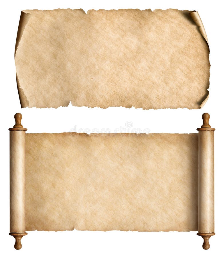 Vintage Paper or Parchment Scrolls Set Isolated on White Stock Photo ...