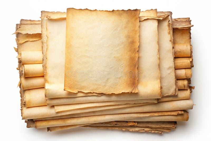 Vintage Paper or Parchments Collection Isolated on White Stock ...